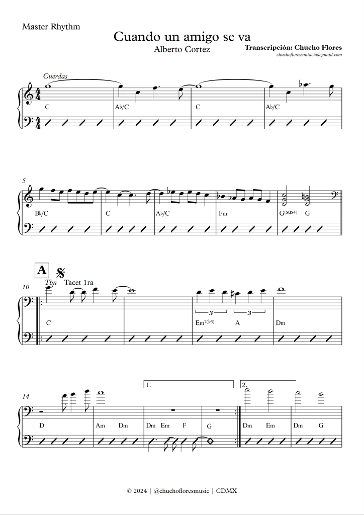 Cuando un amigo se va - Alberto Cortez | Master Rhythm - Chucho Flores ...